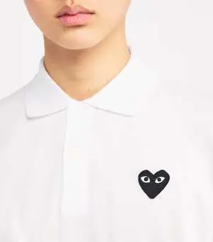 Play Comme Des Garcon Heart Logo Polo Shirt - White