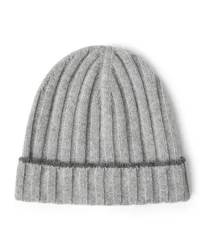 Brunello Cucinelli Cashmere Ribbed Beanie - Grey