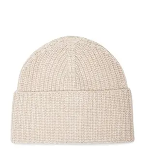 Brunello Cucinelli Cashmere Rib-Knit Beanie Beige