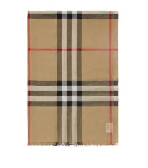 Burberry Wool-silk Check Scarf - Beige