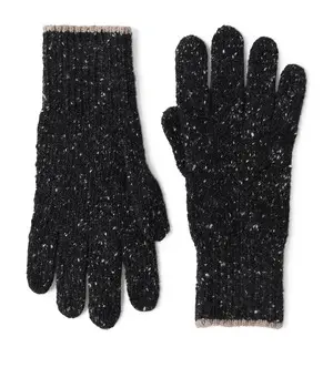 Brunello Cucinelli Cashmere Flecked Knitted Gloves - Black