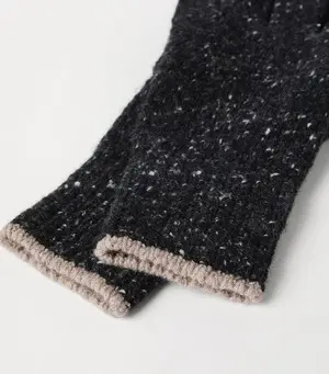 Brunello Cucinelli Cashmere Flecked Knitted Gloves - Black