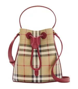 Burberry Mini Check Bucket Bag - Burgundy
