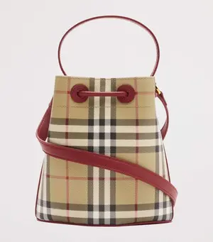 Burberry Mini Check Bucket Bag - Burgundy