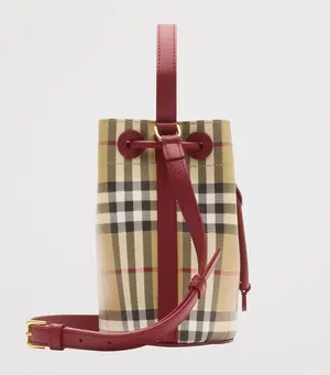 Burberry Mini Check Bucket Bag - Burgundy