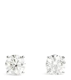 Harrods 18k Gold Diamond Stud Earrings - White