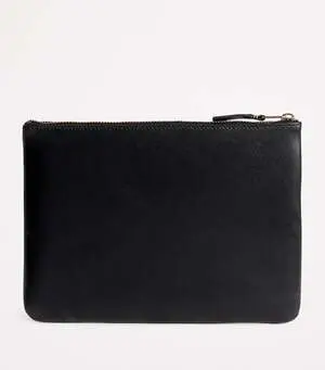 Comme Des Garçons Large Leather Zipped Pouch - Black