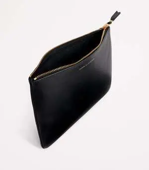 Comme Des Garçons Large Leather Zipped Pouch - Black