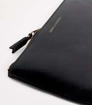 Comme Des Garçons Large Leather Zipped Pouch - Black