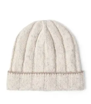 Brunello Cucinelli Cashmere Ribbed Beanie - White