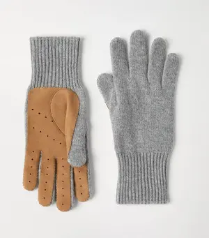 Brunello Cucinelli Cashmere And Suede Gloves - Grey