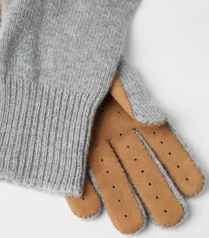 Brunello Cucinelli Cashmere And Suede Gloves - Grey
