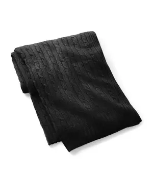 Ralph Lauren Cashmere Cable-knit Throw - Black