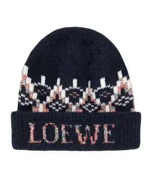 Loewe Wool-blend Fair Isle Beanie - Navy