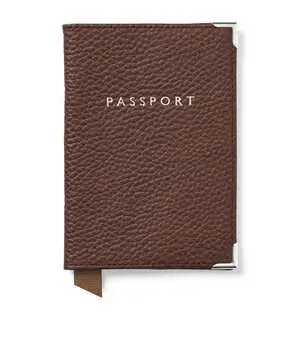 ASPINAL OF LONDON Leather Passport Cover - Brown