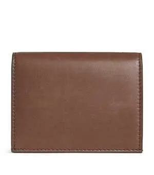 Thom Browne Leather Double Card Holder - Brown