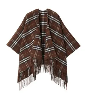 Burberry Wool-cashmere Check Cape - Brown