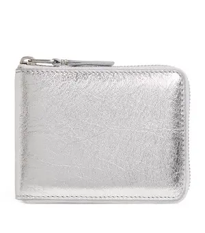 Comme Des Garçons Leather Zipped Wallet - Silver