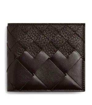Bottega Veneta Leather Intrecciato Bifold Wallet - Brown