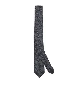 Giorgio Armani Silk Geometric Printed Neck Tie - Blue