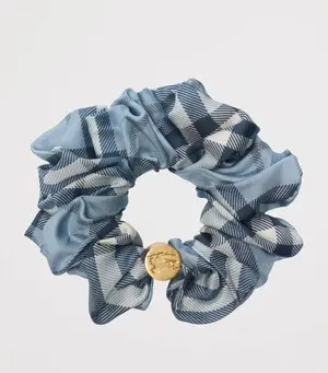 Burberry Silk Check Scrunchie - Grey