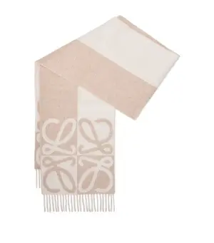 Loewe Wool-cashmere Anagram Scarf - Beige