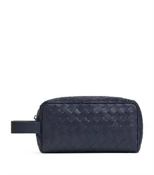 Bottega Veneta Leather Intrecciato Wash Bag - Green