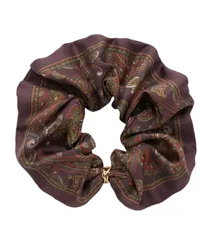 Saint Laurent Silk Paisley Scrunchie - Brown