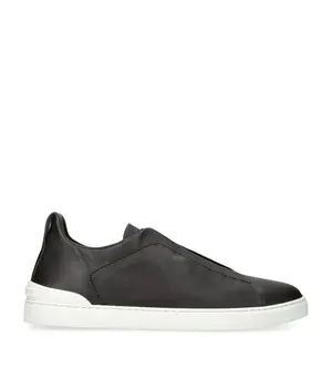 Men's Black Leather Sneakers