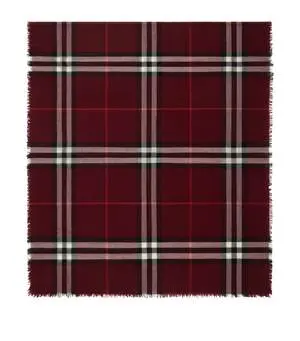 Burberry Wool Wide Check Scarf Burgundy
