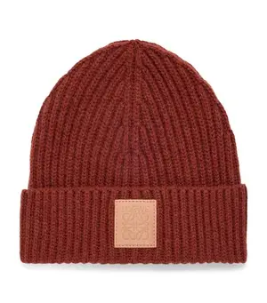Loewe Cashmere Logo Beanie - Brown