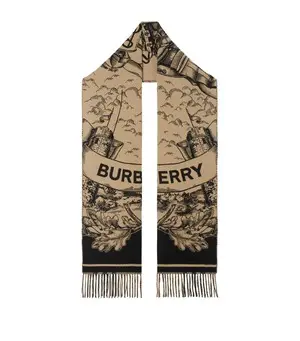 Burberry Cashmere Reversible Ekd Scarf - Beige