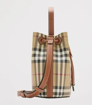 Burberry Mini Check Bucket Bag - Brown
