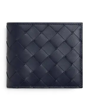 Bottega Veneta Leather Intrecciato Bifold Wallet - Green