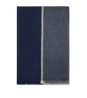 Brunello Cucinelli Cashmere-silk Colour-block Scarf - Blue