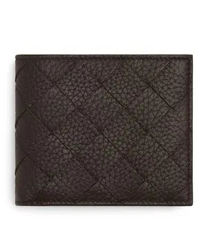 Bottega Veneta Leather Intrecciato Bifold Wallet - Brown