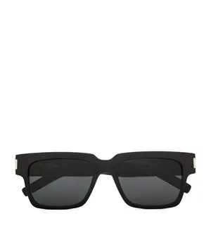 Saint Laurent Rectangular Wellington Sunglasses - Black
