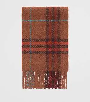 Burberry Alpaca-wool Bouclé Check Scarf - Brown