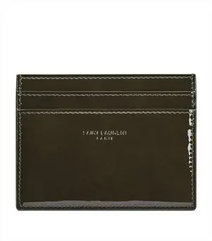 Saint Laurent Patent Leather Logo Card Holder - Green