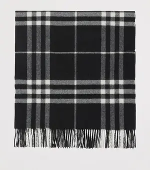 Burberry Cashmere Wide Check Scarf - Black