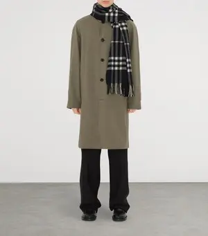 Burberry Cashmere Wide Check Scarf - Black