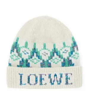 Loewe Wool-blend Fair Isle Beanie - White