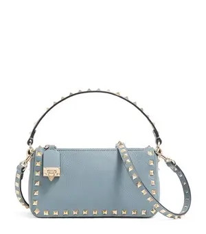 Valentino Garavani Small Leather Rockstud Shoulder Bag - Blue