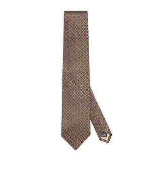Pal Zileri Silk Geometric Jacquard Neck Tie - Brown