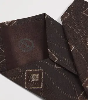 Giorgio Armani Silk Geometric Jacquard Neck Tie - Brown