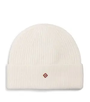 Casablanca Ribbed Wool Beanie - White