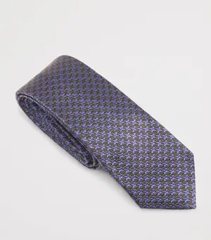 TOM FORD Silk Pied De Poule Neck Tie - Navy