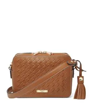 ASPINAL OF LONDON Leather Slot Weave Camera Bag - Brown
