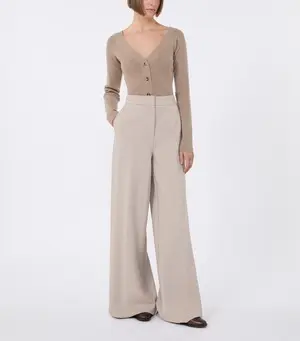 Max Mara Wool-blend Ribbed Cardigan - Beige