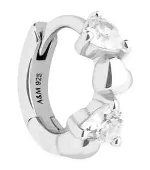 ASTRID & MIYU Rhodium-plated Heart Cluster Single Hoop Earring - Silver